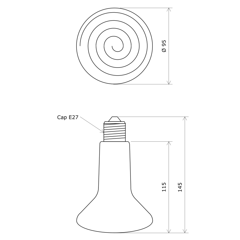 Ceramics long wave infrared lamps - 150W / 230V 1P | VULCANIC