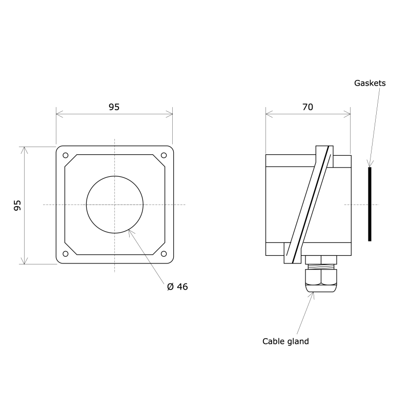 Aluminium junction box for screw plug immersion heater M45 with 1 cable ...