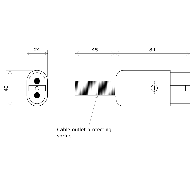 2-pole female aluminium connector + earth - Straight output - 25 A ...