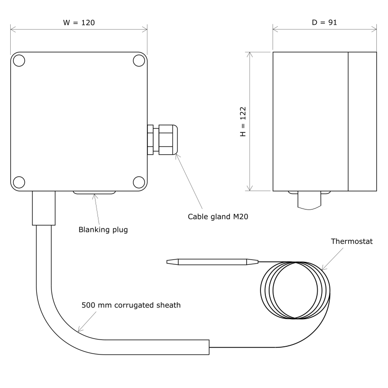 Thermostat control box 30/90 °C for 1 heating cable | VULCANIC