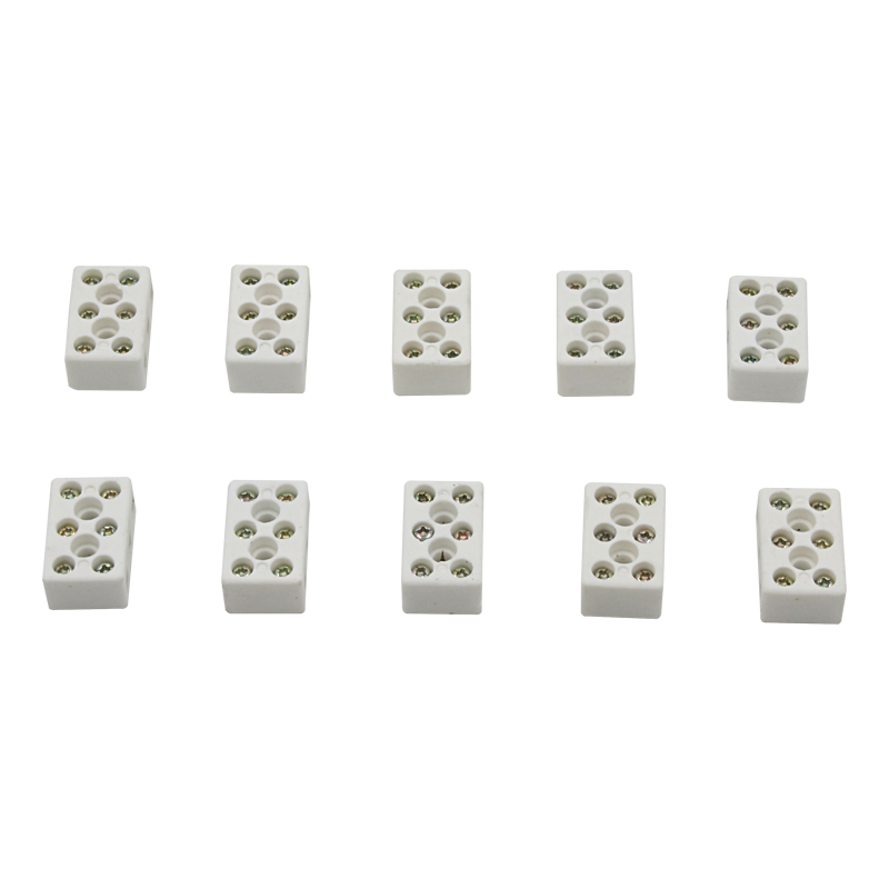 Lot of 10 ceramic terminal blocks - 3 poles - 10 A | VULCANIC