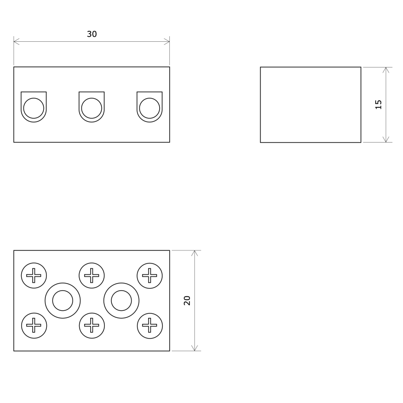 Lot of 10 ceramic terminal blocks - 3 poles - 10 A | VULCANIC