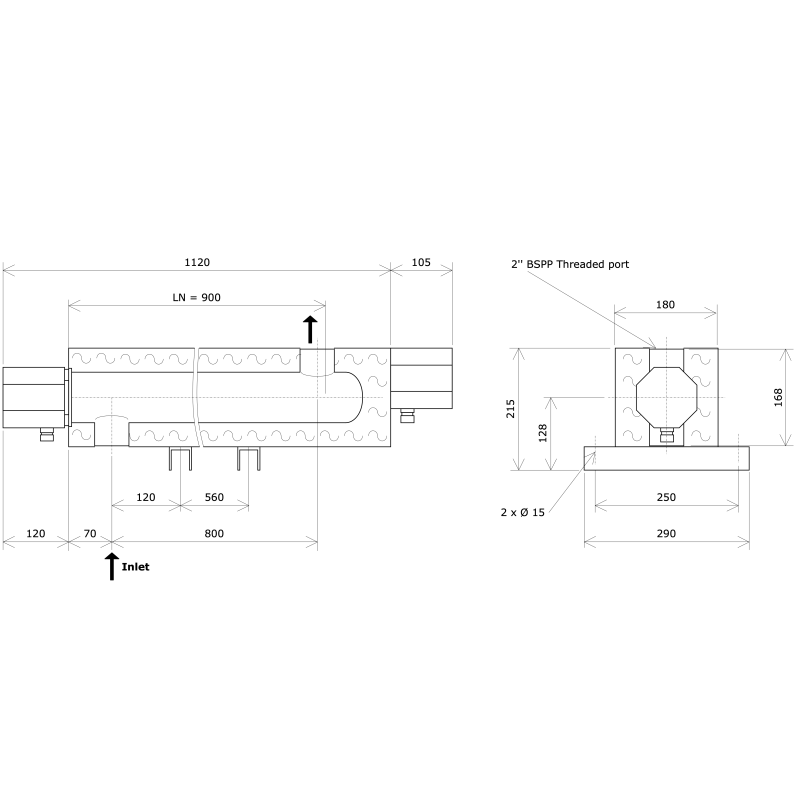 Water-based liquids circulation heater - 1 insulated DN80 body - 9 kW ...