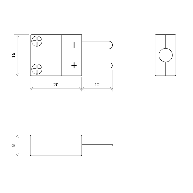 Miniature male plug for thermocouple J | VULCANIC