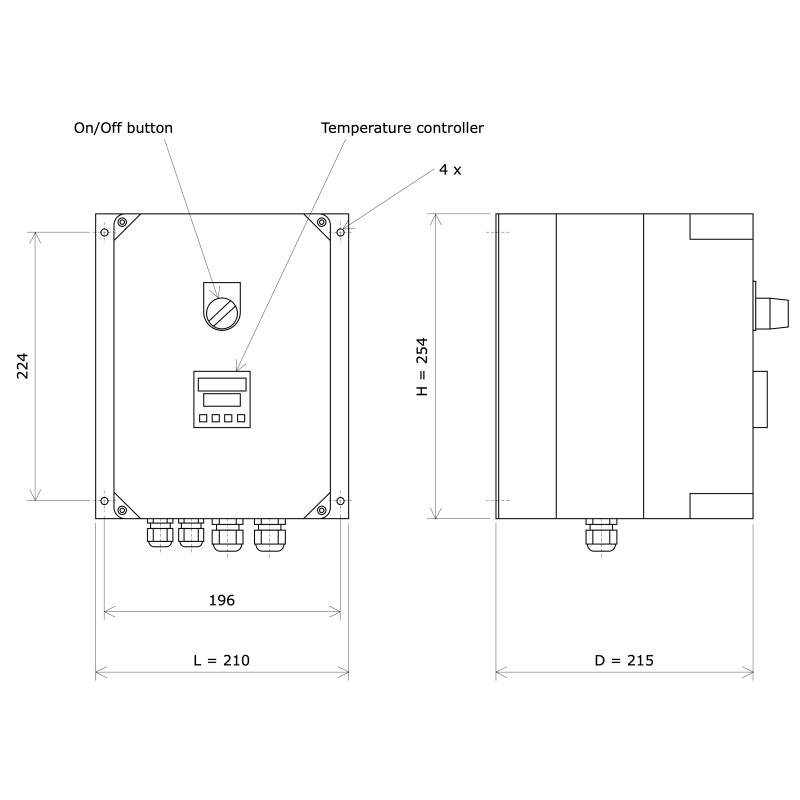 Control unit PID by K thermocouple - 3 kW maxi/230 V 1P - Alarm ...