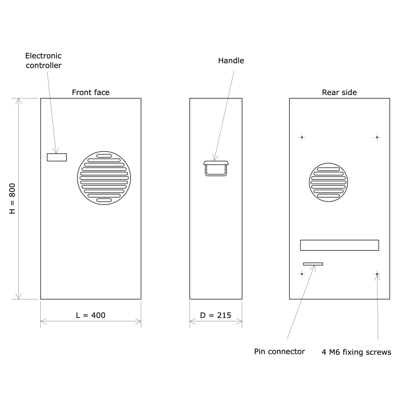 Vertical air-conditioning unit for cabinets 850W / 230V 1P | VULCANIC