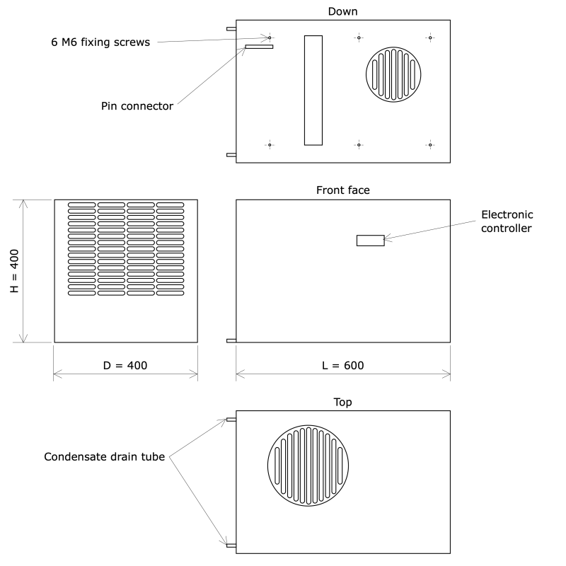 Horizontal air-conditioning unit for cabinets 1460W / 230V 1P | VULCANIC